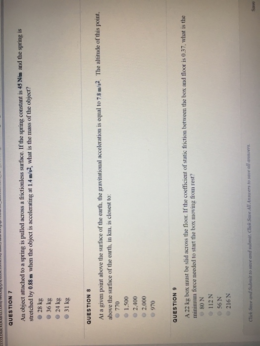 Solved QUESTION 7 An object attached to a spring is pulled | Chegg.com