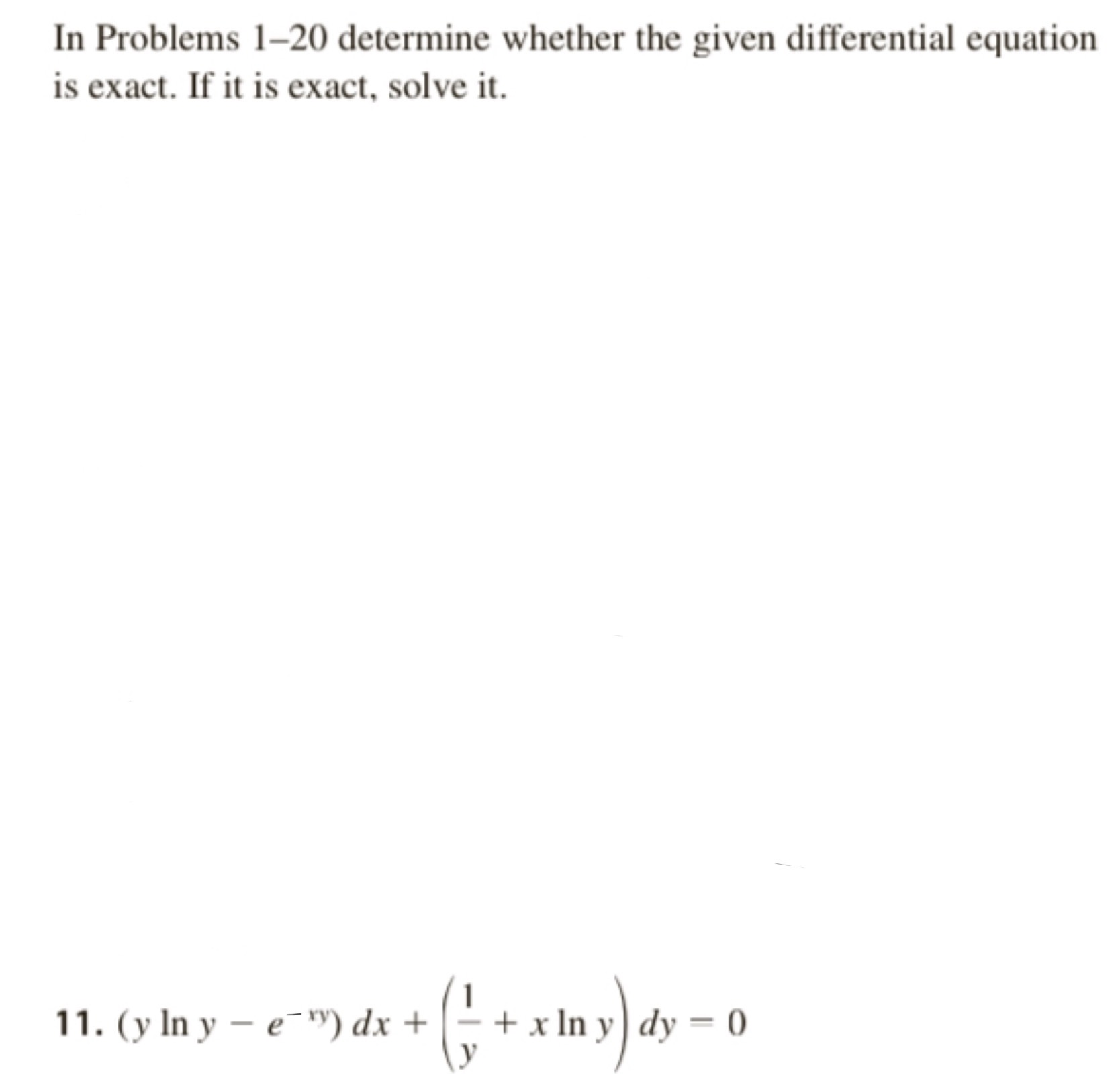 Solved determine whether the given differential equationis | Chegg.com