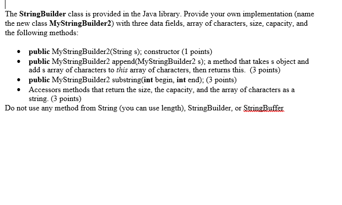 Solved The Stringbuilder Class Is Provided In The Java 