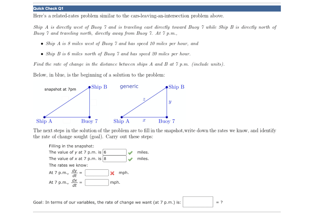 Solved Quick Check Q1 Here's a related-rates problem similar | Chegg.com