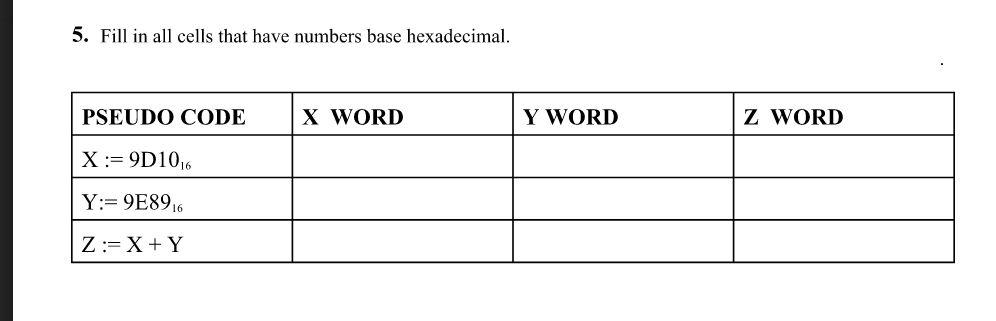 Solved 5. Fill in all cells that have numbers base | Chegg.com