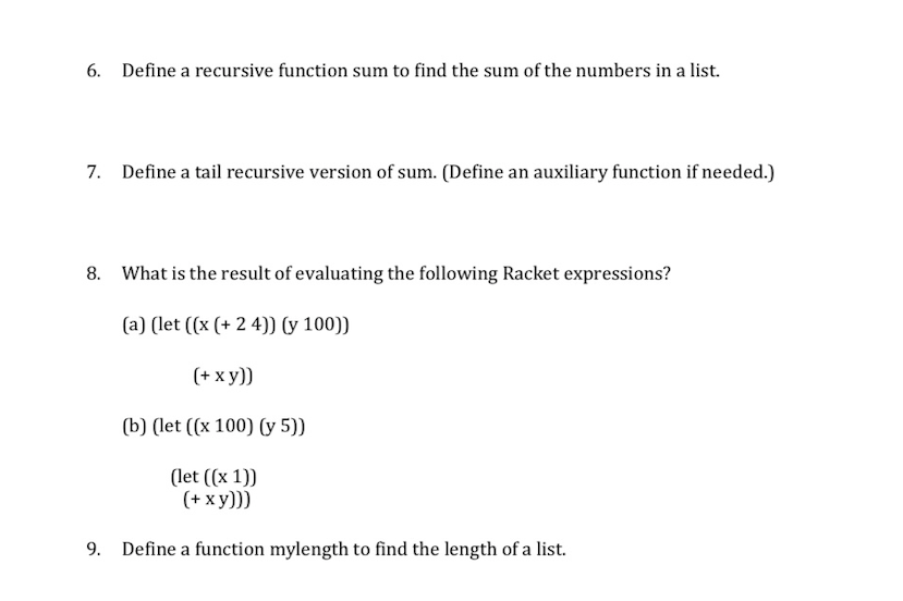 Solved Part 1 Racket Questions Short Answers 1 What Do
