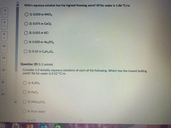 Solved Which aqueous solution has the highest freezing | Chegg.com