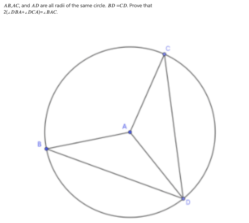 Solved AB, AC, and AD are all radii of the same circle. BD | Chegg.com