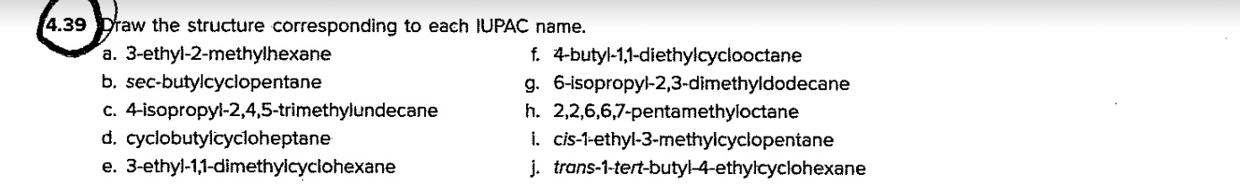 Solved 4.39 Draw the structure corresponding to each IUPAC | Chegg.com