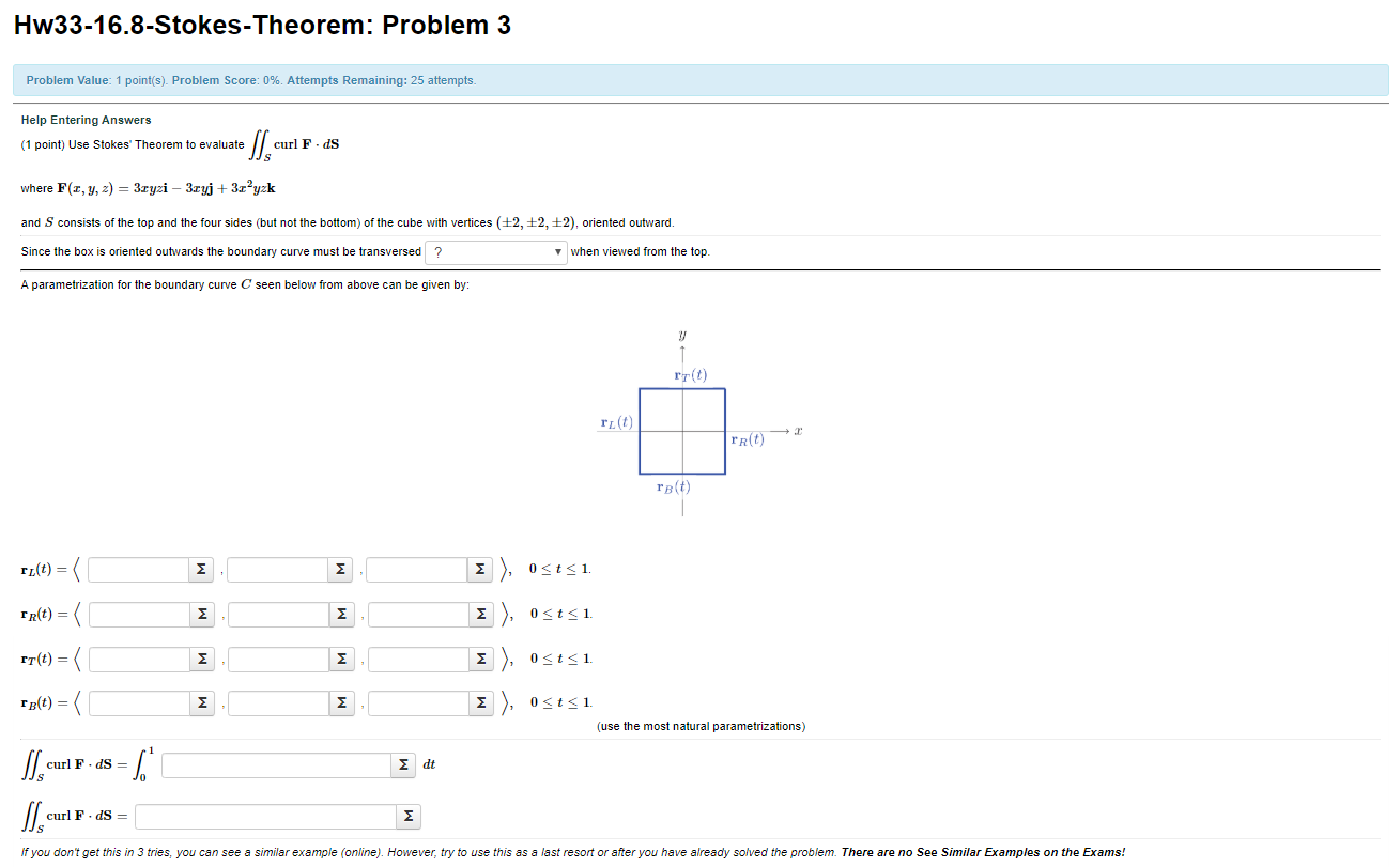 Hw33-16.8-Stokes-Theorem: Problem 3 Problem Value: 1 | Chegg.com
