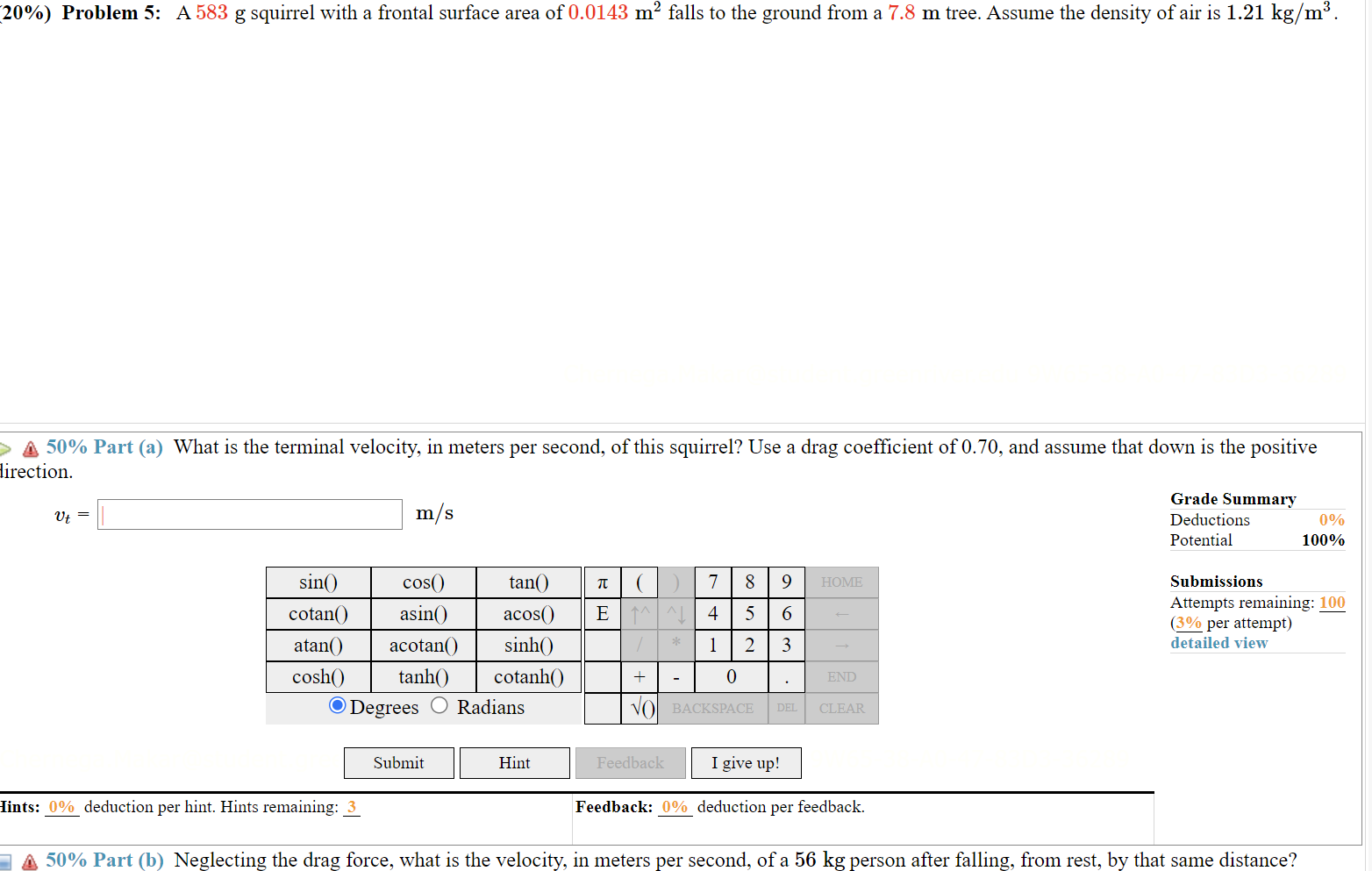 Solved Tints: deduction per hint. Hints remaining: 3 | Chegg.com