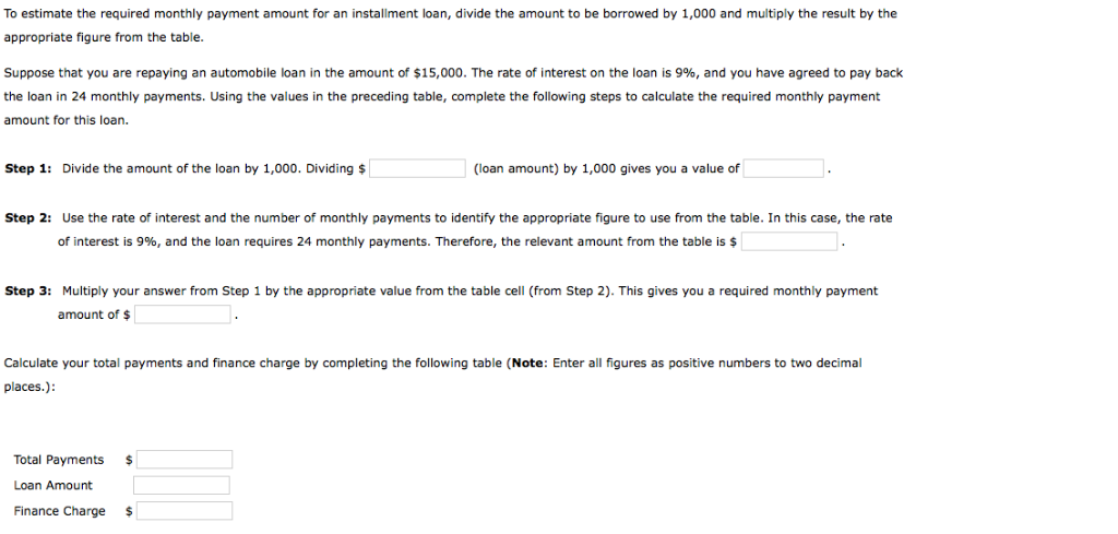 Solved 8. Calculating an installment loan payment using | Chegg.com