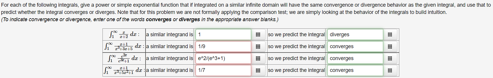Solved For each of the following integrals, give a power or | Chegg.com