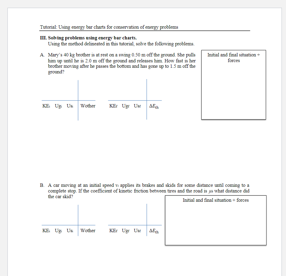 Solved Tutorial: Using energy bar charts for conservation of | Chegg.com