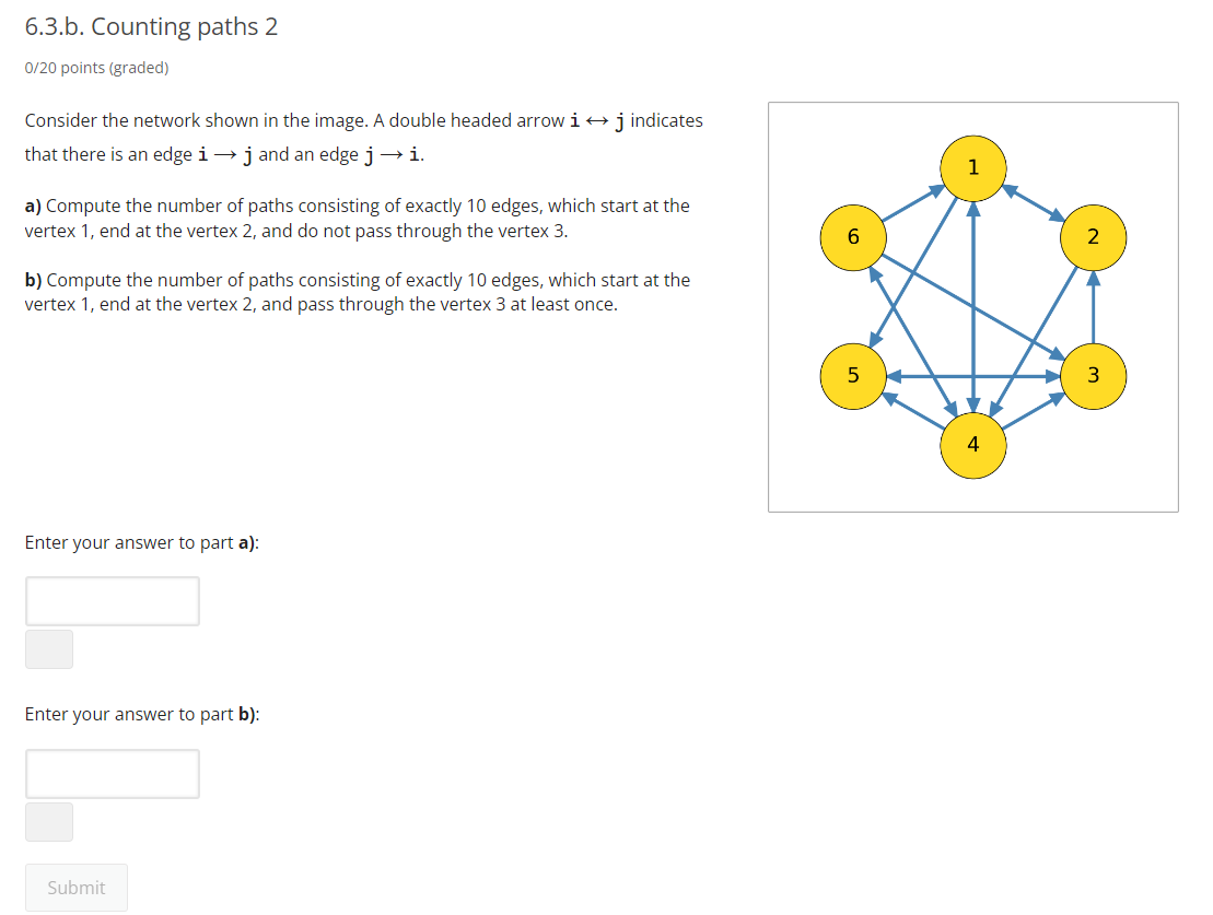 Solved 6.3.b. Counting paths 2 0/20 points (graded) Consider | Chegg.com