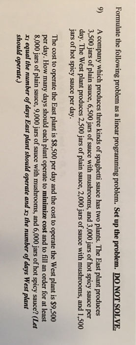 Solved Formulate the following problem as a linear | Chegg.com