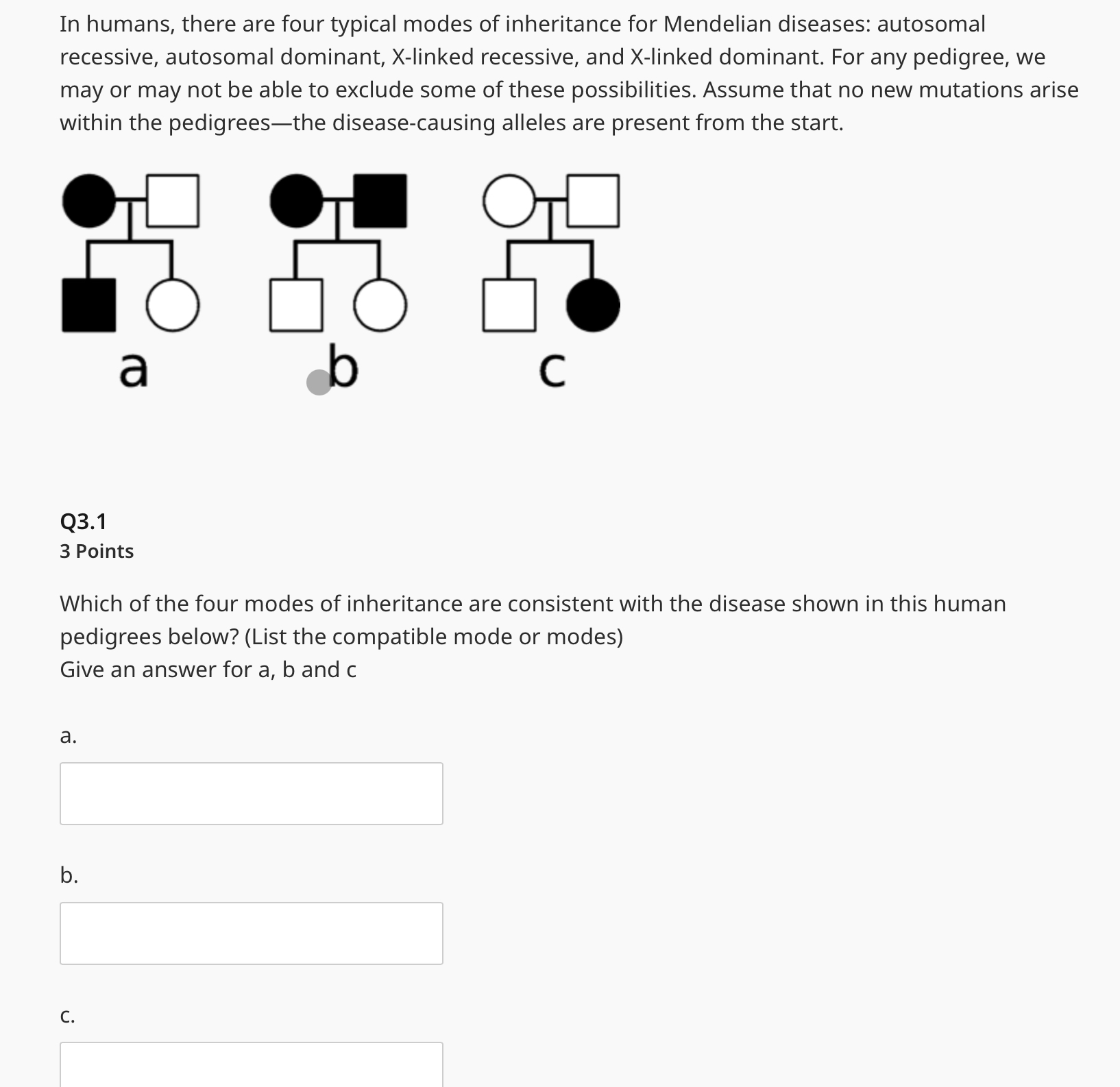 Solved In humans, there are four typical modes of | Chegg.com