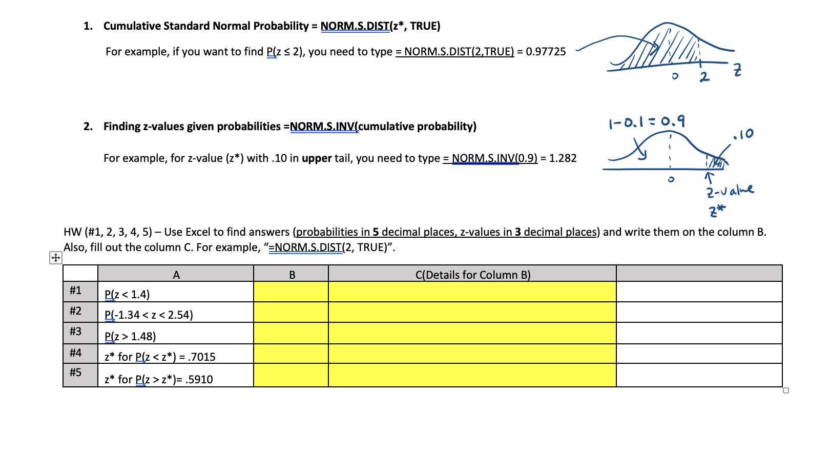 Solved 1. Cumulative Standard Normal Probability = | Chegg.com