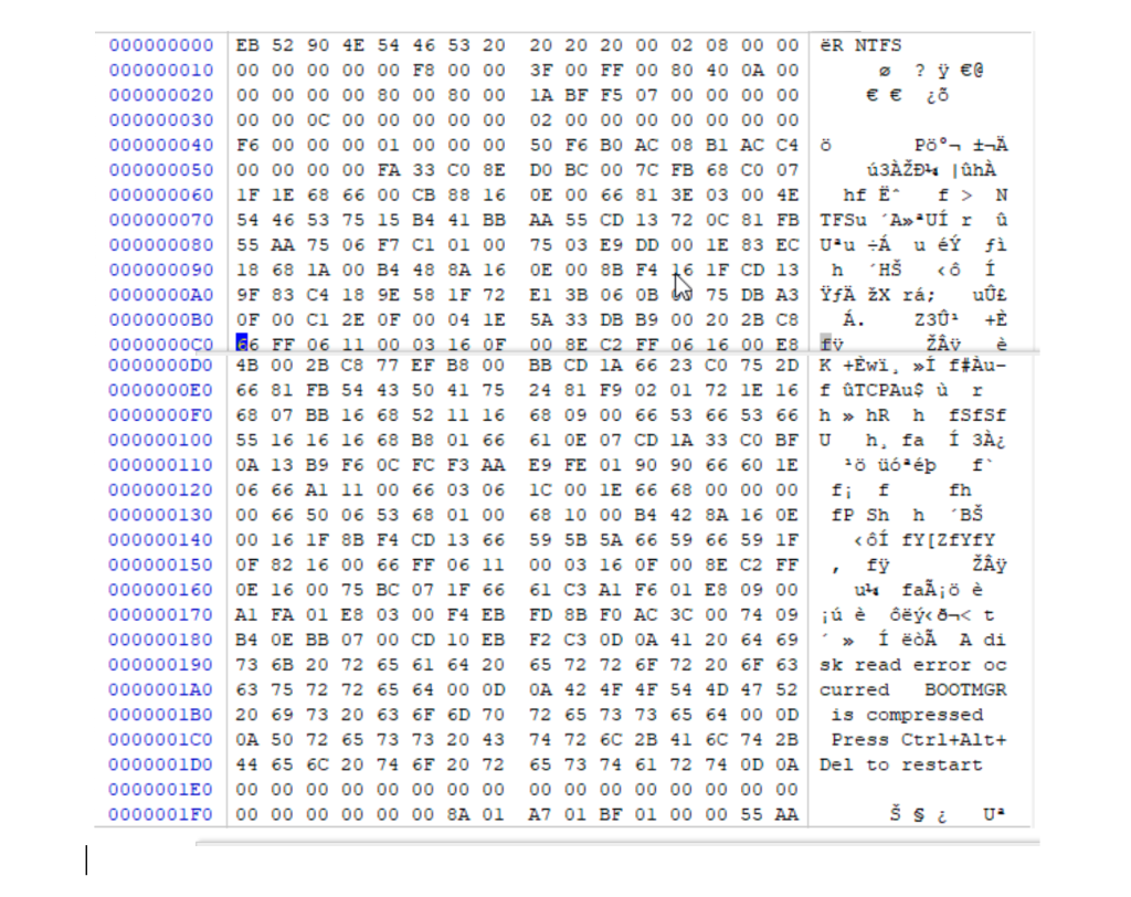 Solved The following screenshot shows the first sector of | Chegg.com