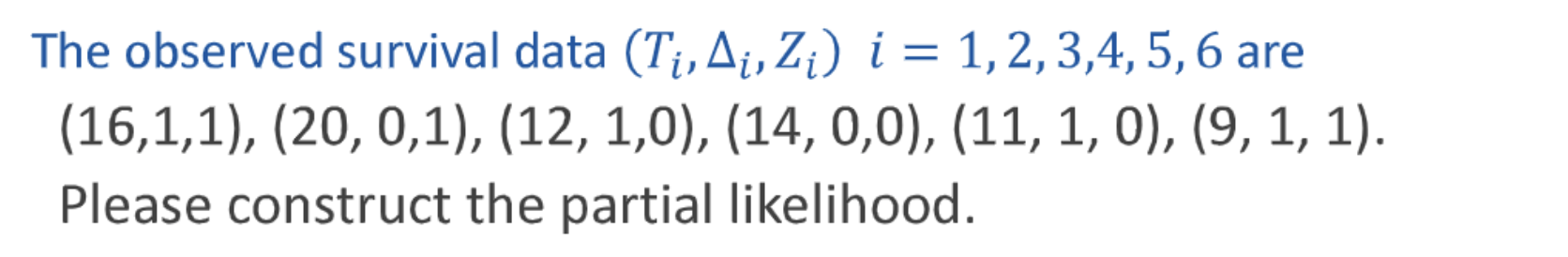 Solved Calculate partial likelihood for | Chegg.com