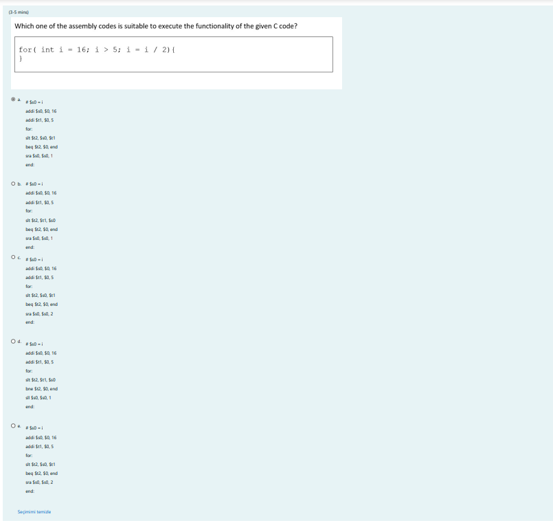Solved Which one of the assembly codes is suitable to | Chegg.com