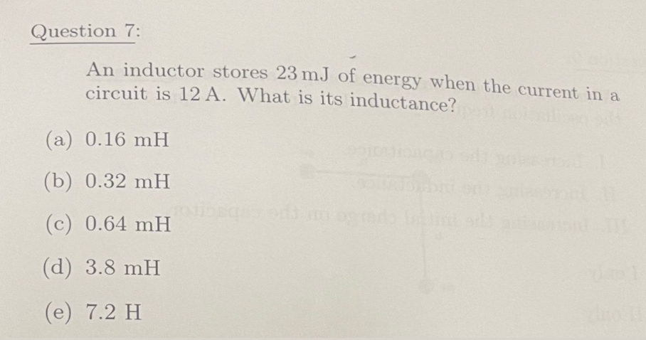 Solved An Inductor Stores 23 Mj Of Energy When The Current