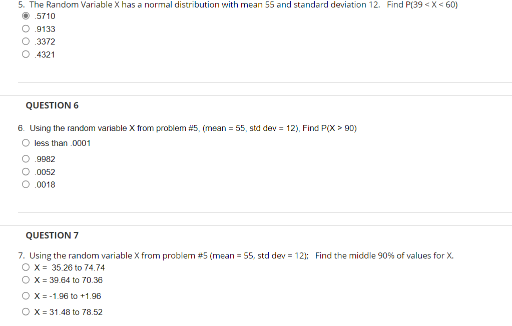 Solved 5. The Random Variable X has a normal distribution | Chegg.com