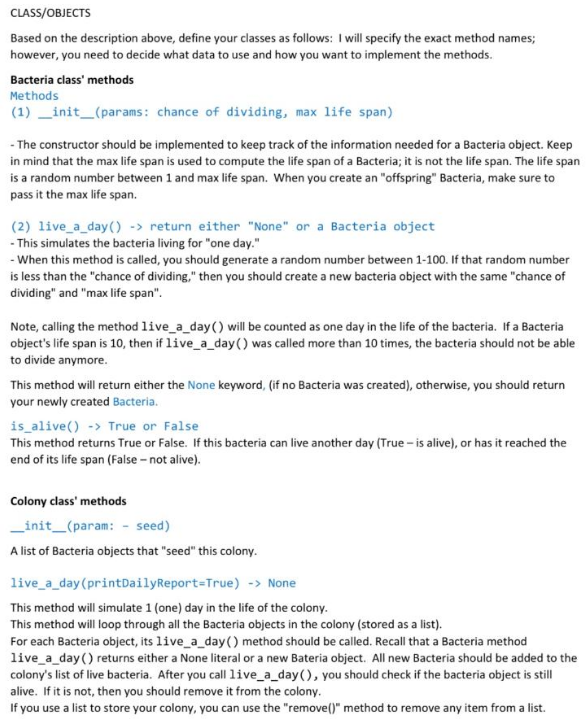 Solved Lab 8's Task - Simulation of a Colony of Bacteria | Chegg.com