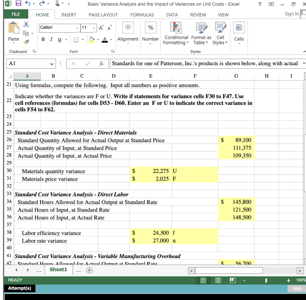 Solved Patterson, Inc. has provided details of its actual | Chegg.com
