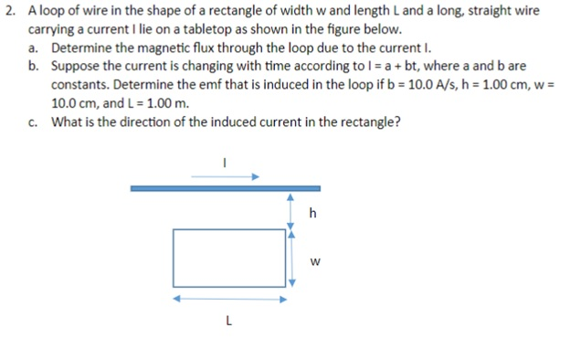 Solved A loop of wire in the shape of a rectangle of width w | Chegg.com