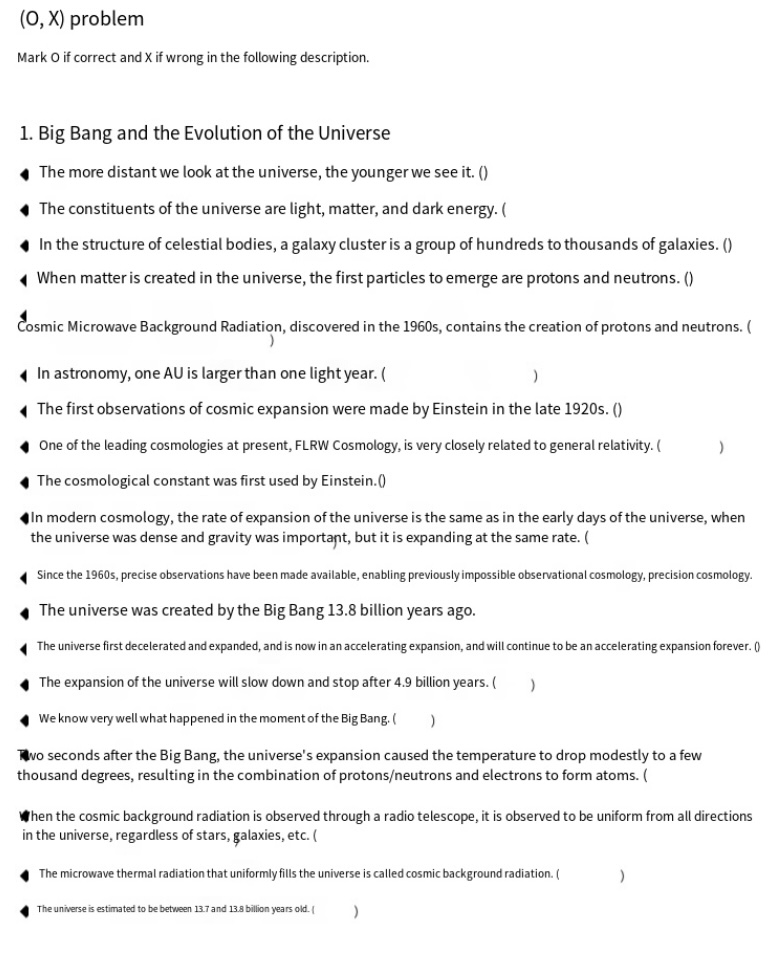 Solved 1. Big Bang and the Evolution of the Universe - The | Chegg.com