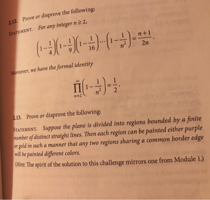 Solved 2.12. Prove or disprove the following: STATEMENT. For | Chegg.com