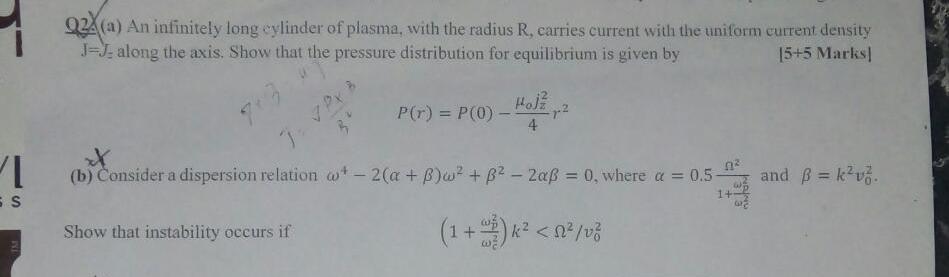 subbject:plasma physicsplease solve it | Chegg.com