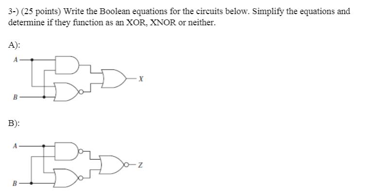 Solved 3-) (25 points) Write the Boolean equations for the | Chegg.com