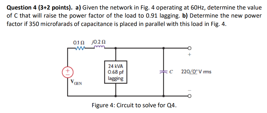 Solved Question 4(3+2 points). a) Given the network in Fig. | Chegg.com