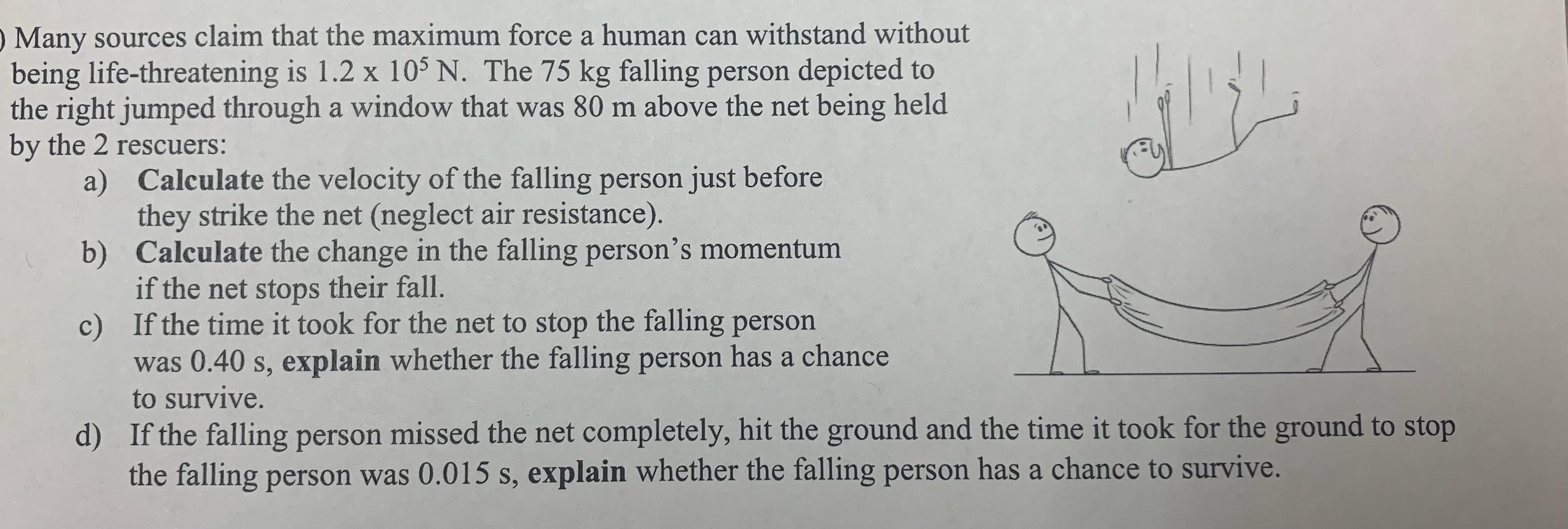 Solved a Many sources claim that the maximum force a human | Chegg.com