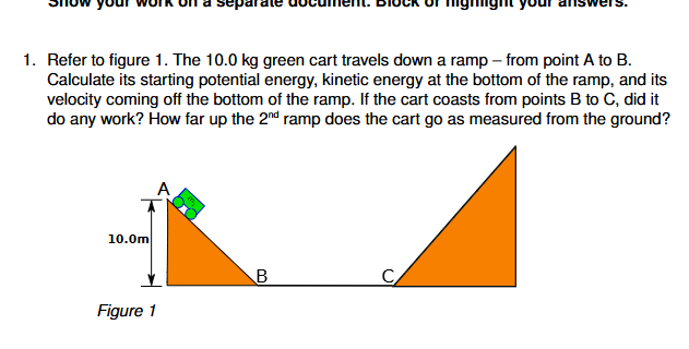 Solved 1. ﻿Refer to figure 1. ﻿The 10.0 ﻿kg green cart | Chegg.com