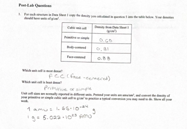 Solved Post-Lab Questions 1. For each structure in Data | Chegg.com