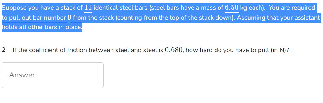 Solved Suppose you have a stack of 11 identical steel bars | Chegg.com