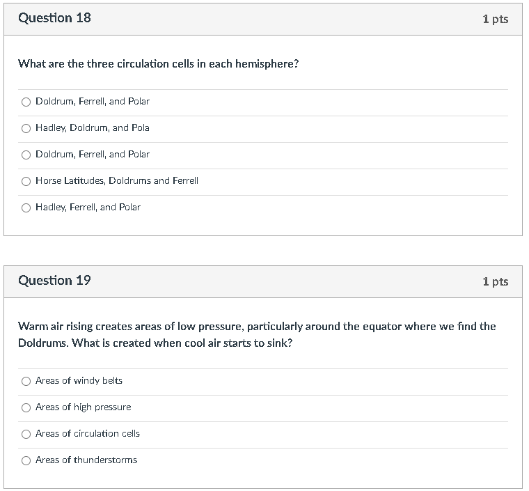 What are the three circulation cells in each | Chegg.com