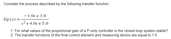 Solved Consider the process described by the following | Chegg.com