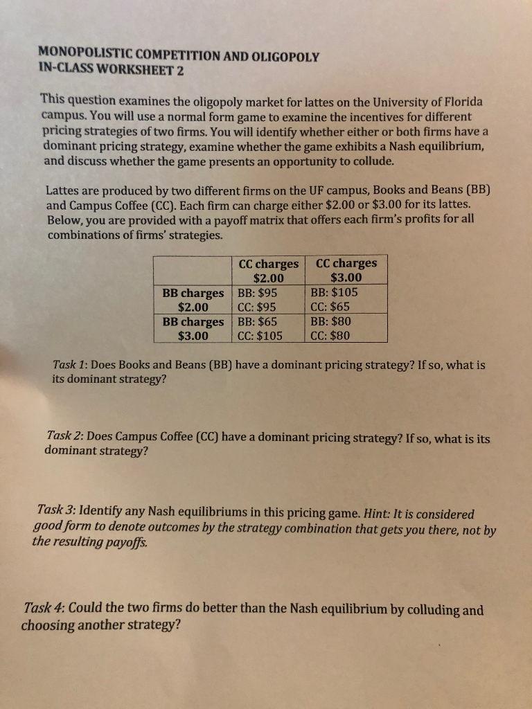 Solved MONOPOLISTIC COMPETITION AND OLIGOPOLY IN-CLASS | Chegg.com