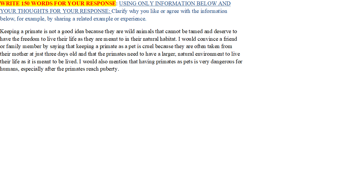 Solved WRITE 150 WORDS FOR YOUR RESPONSE: USING ONLY | Chegg.com