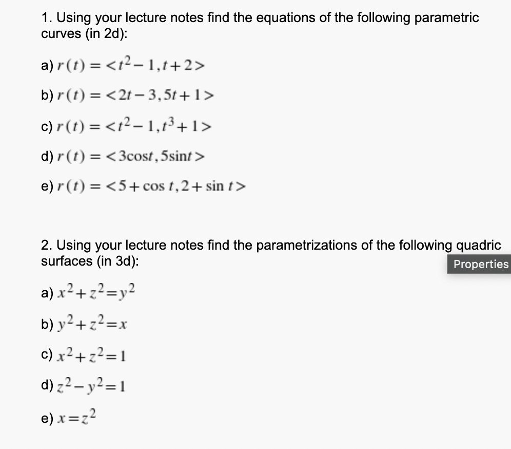 Solved 1. Using your lecture notes find the equations of the | Chegg.com
