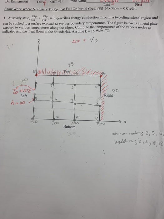 interior nodes equations ? Fluid node | Chegg.com