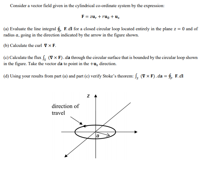 Solved Consider a vector field given in the cylindrical | Chegg.com