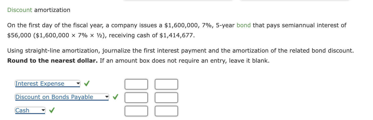 Solved Discount amortization On the first day of the fiscal | Chegg.com