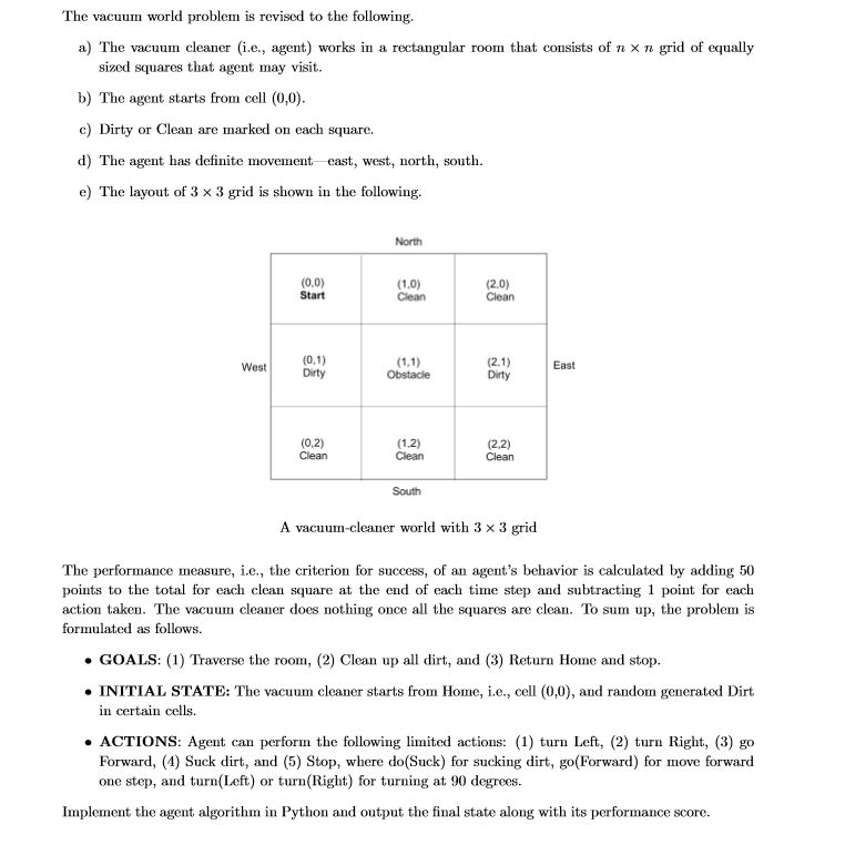 The vacuum world problem is revised to the following. | Chegg.com