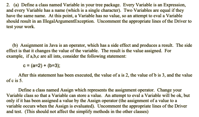 2. (a) Define a class named Variable in your tree | Chegg.com