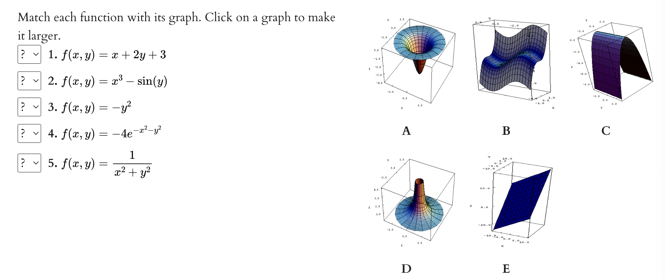 Solved Match each function with its graph. Click on a graph | Chegg.com