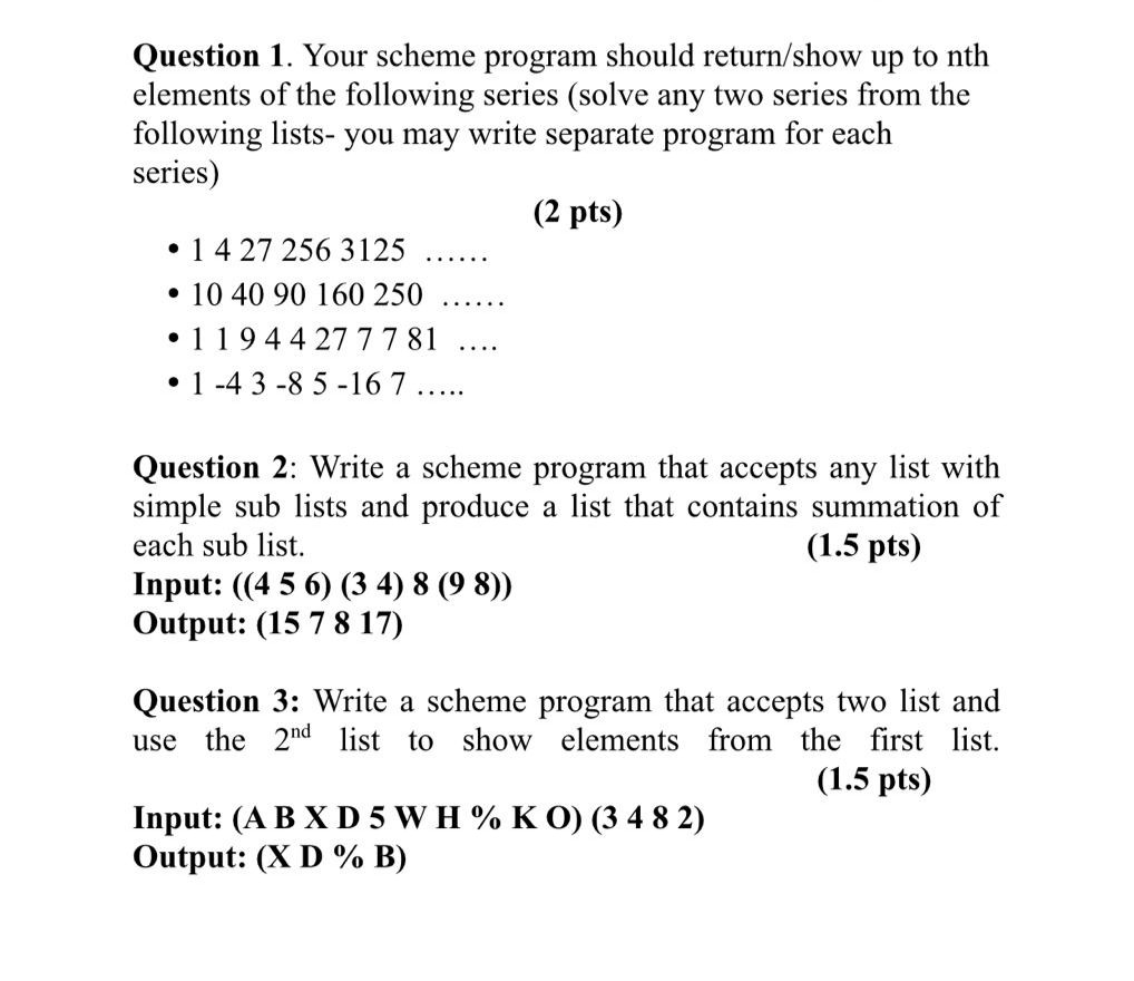 Solved Question 1 Your Scheme Program Should Return Show Up 