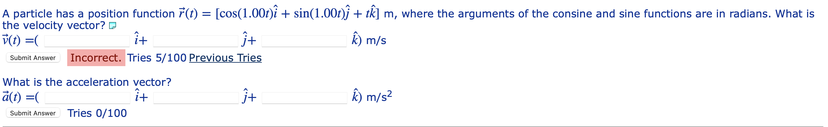 Solved A particle has a position function | Chegg.com