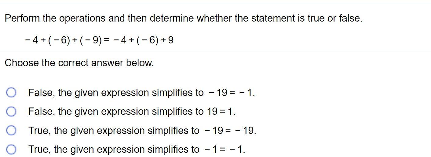 Solved Perform the operations and then determine whether the | Chegg.com