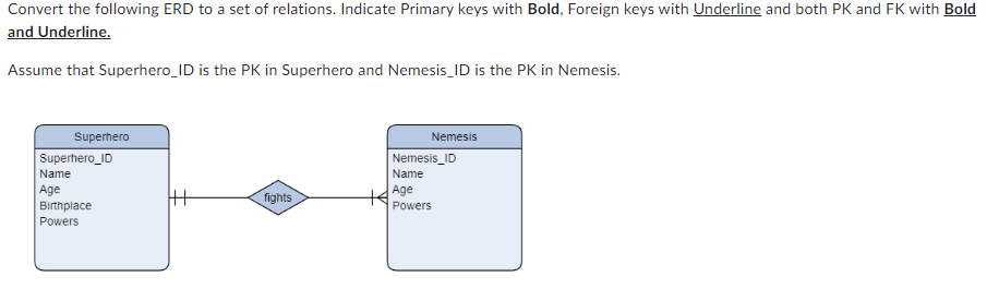 Solved Convert the following ERD to a set of relations. | Chegg.com